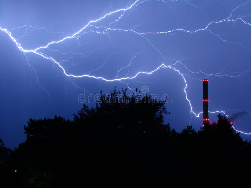 Thunderstorm at night stock image. Image of format, burning - 14065645