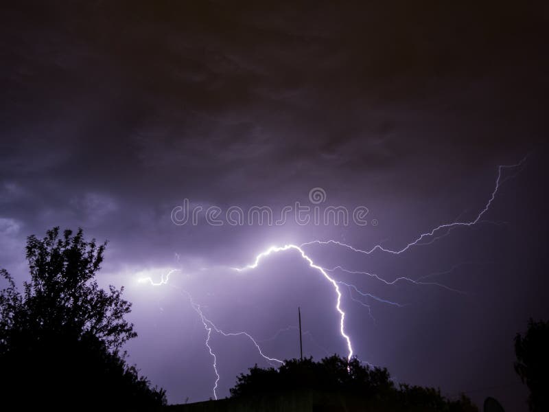 Thunderstorm in the night stock photo. Image of fury - 202065196