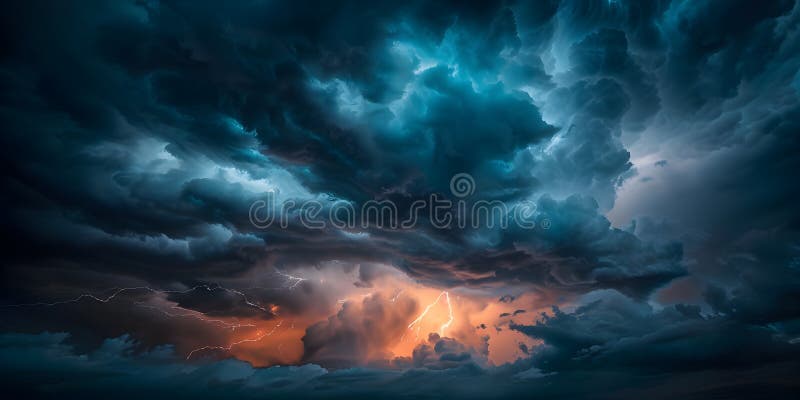 Thunderstorm Obak Night Landscape Stock Illustration - Illustration of ...