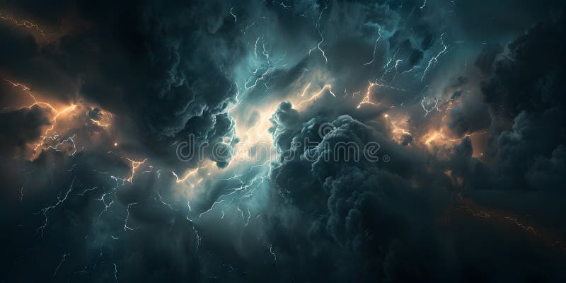 Thunderstorm Obak Night Landscape Stock Illustration - Illustration of ...