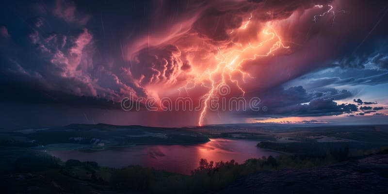 Thunderstorm Obak Night Landscape Stock Photo - Image of gulf, power ...