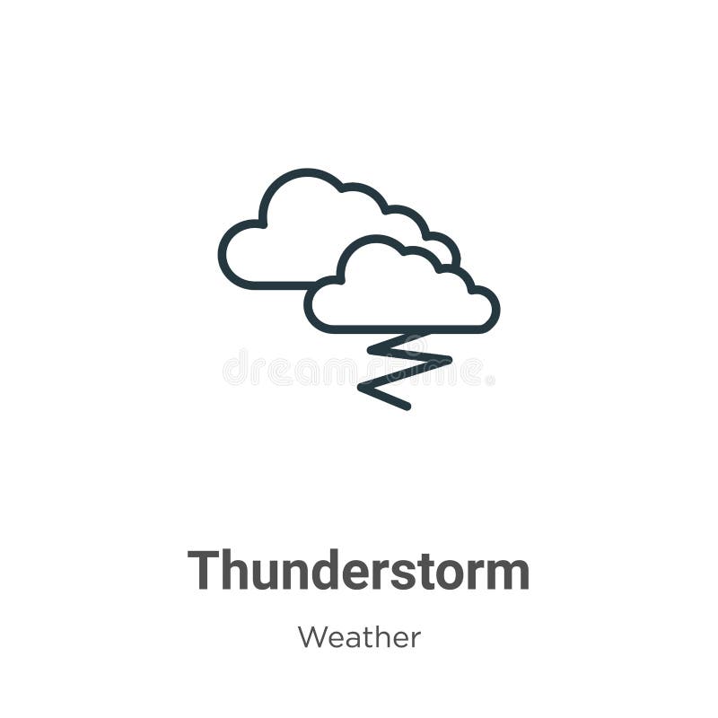 Thunderstorm Outline Vector Icon. Thin Line Black Thunderstorm Icon ...