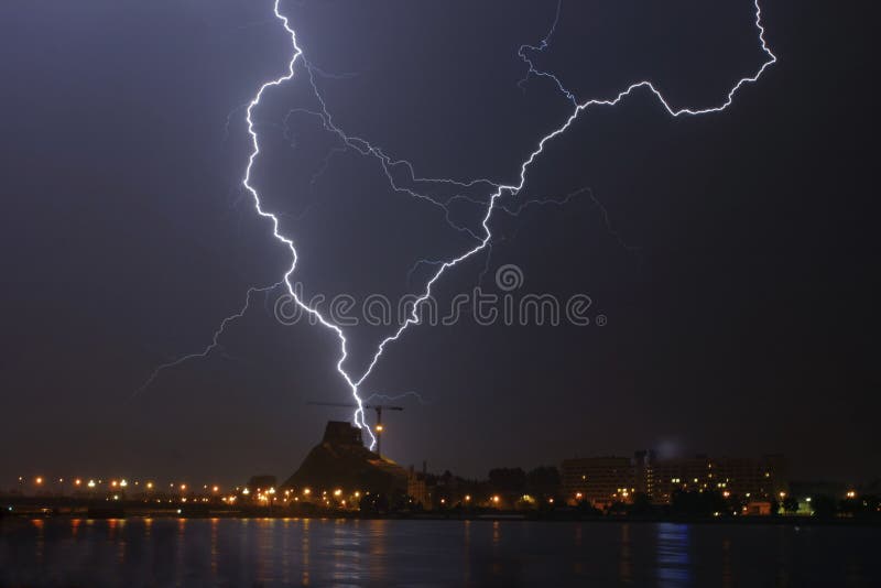 Thunderstorm over the city stock image. Image of color - 30476229