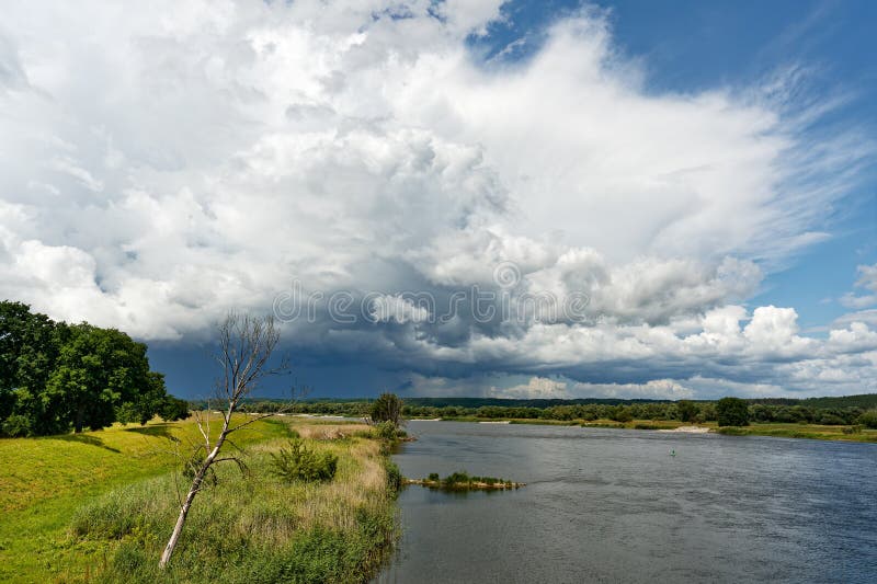 Thunderstorm over the Oder stock photo. Image of germany - 306180348
