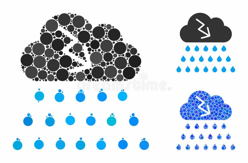 Thunderstorm Rain Cloud Composition Icon of Circle Dots Stock Vector ...