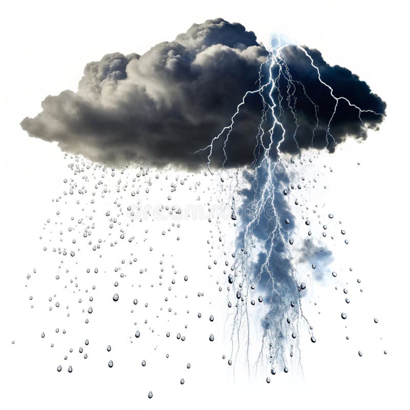 Thunderstorm Scene Isolated on White Background Stock Illustration ...