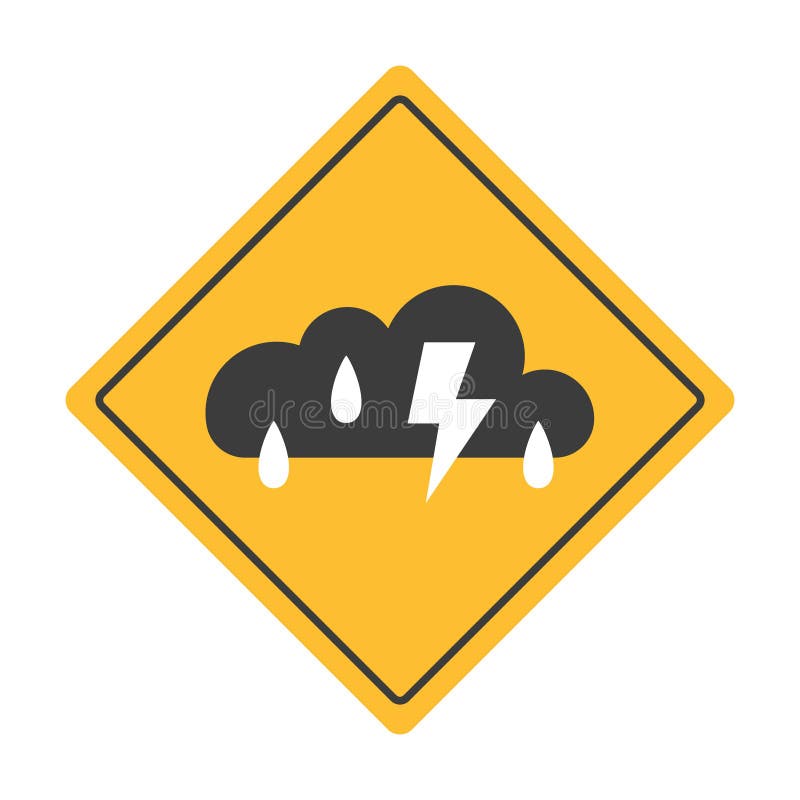 Thunderstorm Warning Sign, Hazardous Weather Condition Concept Stock ...