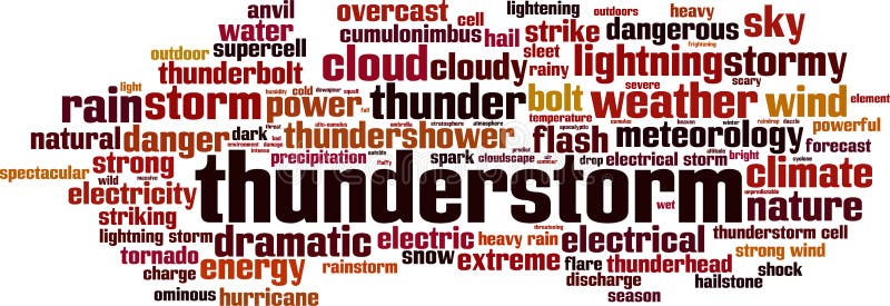 Thunderstorm word cloud stock vector. Illustration of flash - 189940289