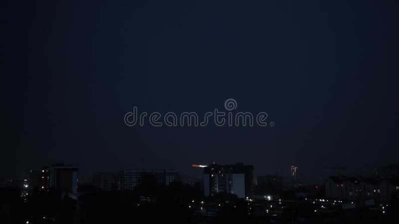 Thunderstorms, Lightning Over City. Flash Strikes in Stormy Night ...