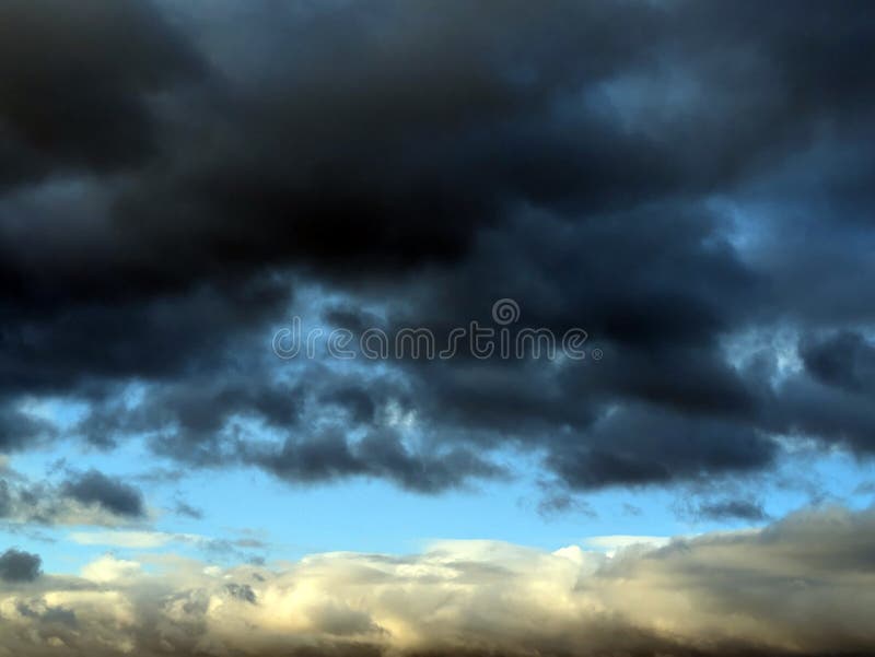 Thundery Stormy Cloudy Blue and Grey Skyscape Sky with Large Clouds ...