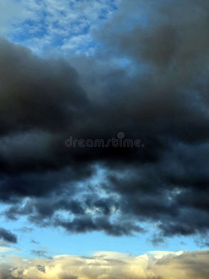 Thundery Stormy Cloudy Blue and Grey Skyscape Sky with Large Clouds ...