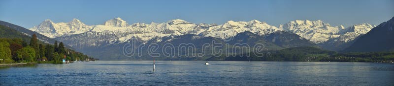 Thunersee and Berner Oberland. Swiss Alps Stock Photo - Image of ...