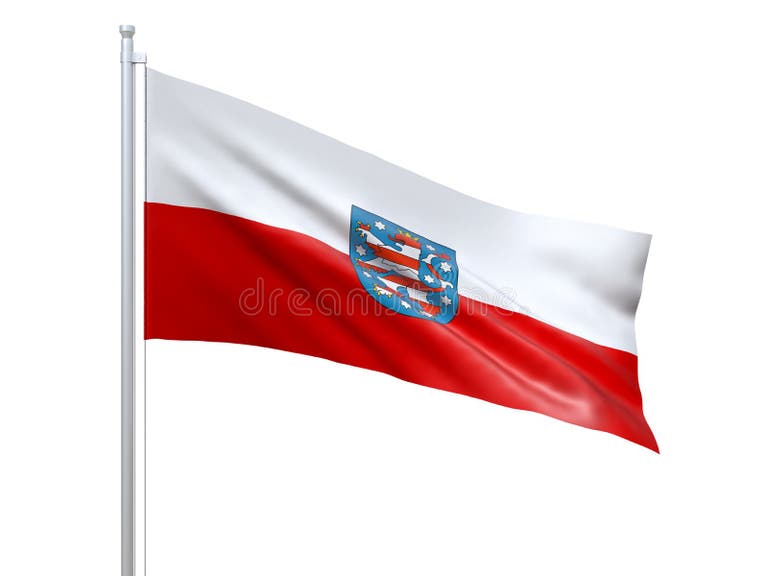 Thuringia Flag Waving on White Background, Close Up, Isolated. 3D ...