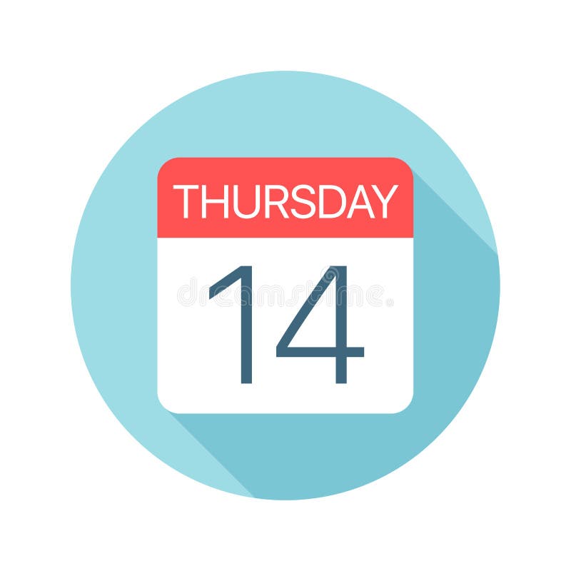Thursday 14 - Calendar Icon. Vector Illustration of One Day of Week ...