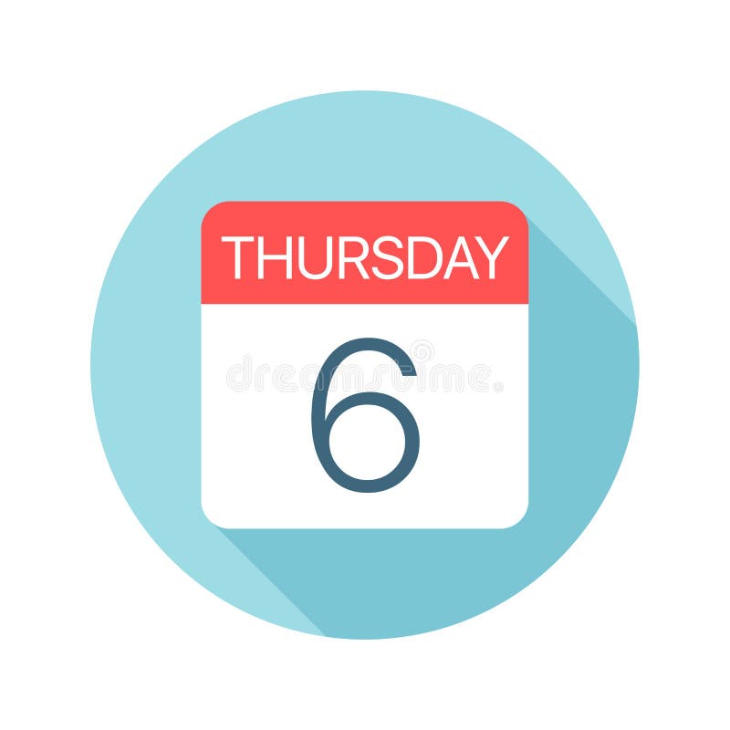 Thursday 6 - Calendar Icon. Vector Illustration of One Day of Week ...