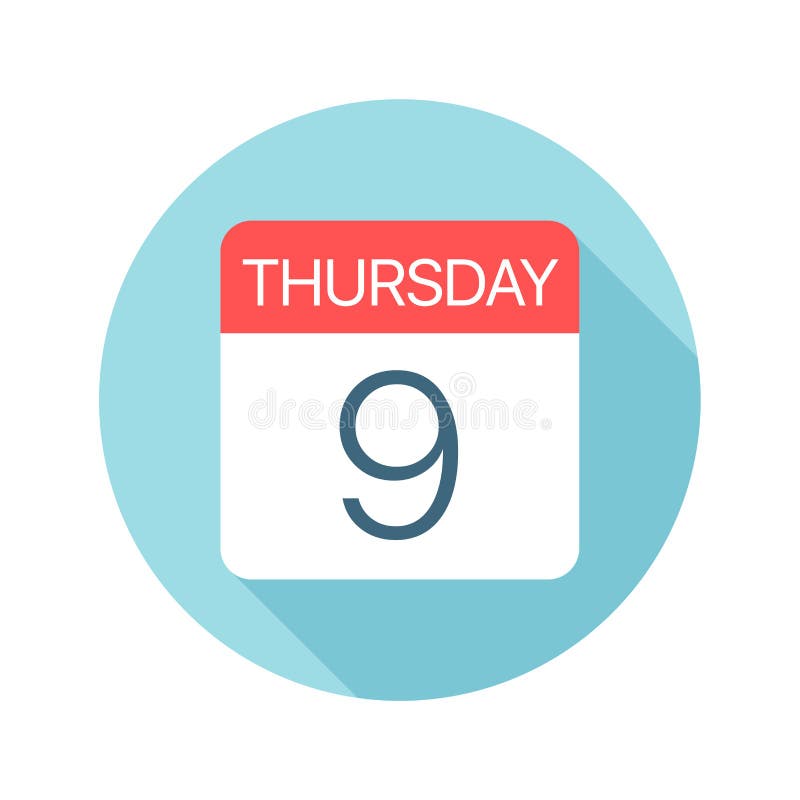 Thursday 9 - Calendar Icon. Vector Illustration of One Day of Week ...