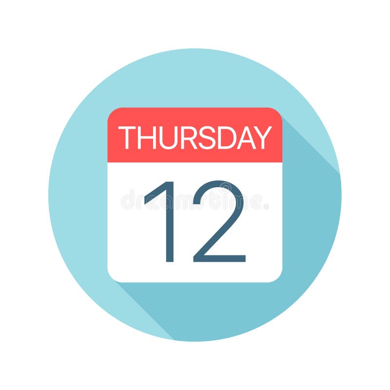 Thursday 12 - Calendar Icon. Vector Illustration of One Day of Week ...