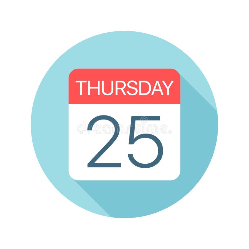 Thursday 25 - Calendar Icon. Vector Illustration of One Day of Week ...