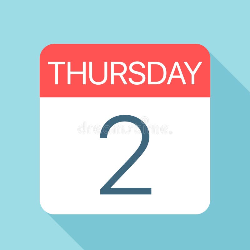 Thursday 2 - Calendar Icon. Vector Illustration of Week Day Paper Leaf ...