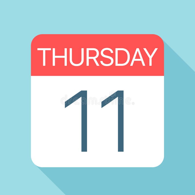 Thursday 11 - Calendar Icon. Vector Illustration of Week Day Paper Leaf ...