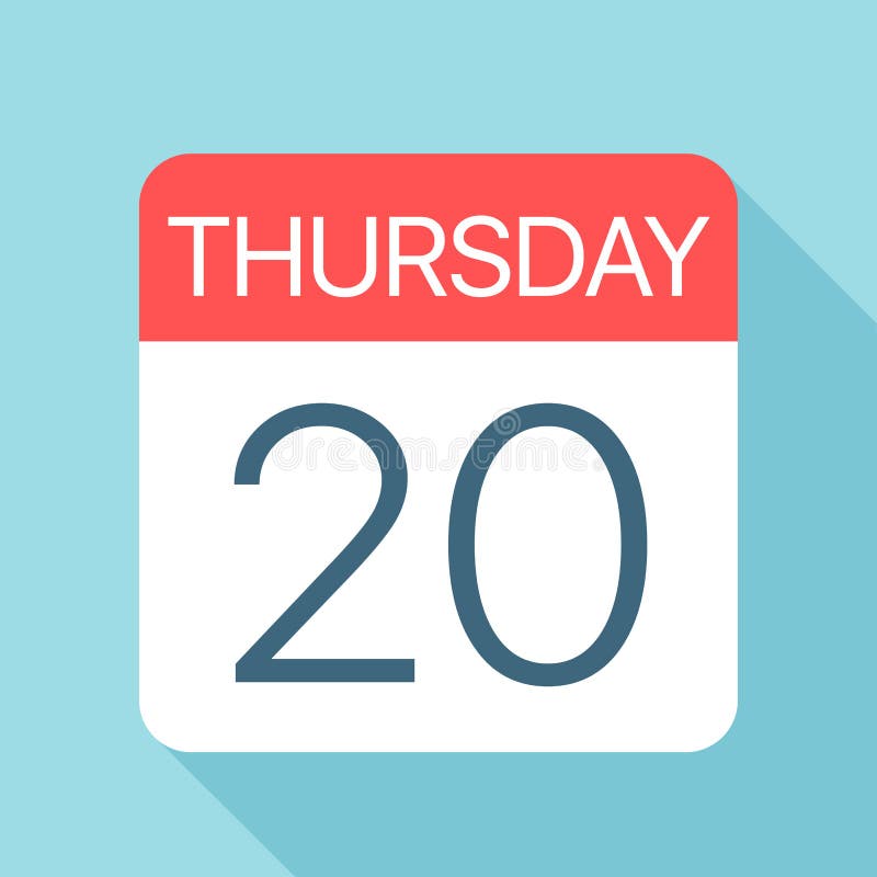 Thursday 20 - Calendar Icon. Vector Illustration of Week Day Paper Leaf ...