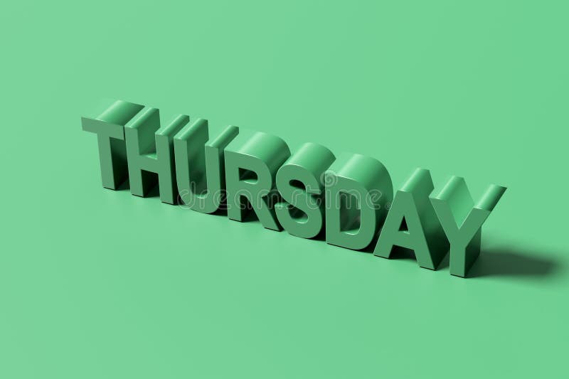 Thursday 3d Text Saying Thursday Green Background Bold Letters Stock ...