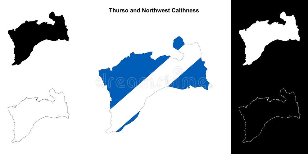 Thurso and Northwest Caithness Outline Map Stock Illustration ...