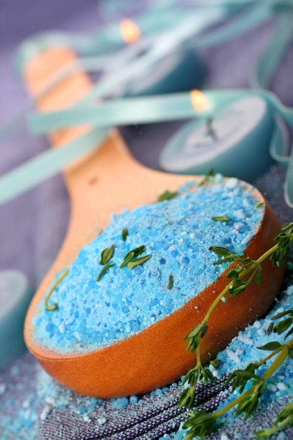 Thyme scented bath salts stock image. Image of life, pampering - 4955845