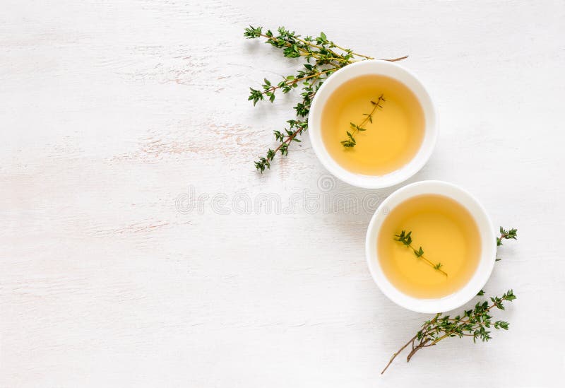 Thyme tea, top view stock photo. Image of morning, drink - 84524890