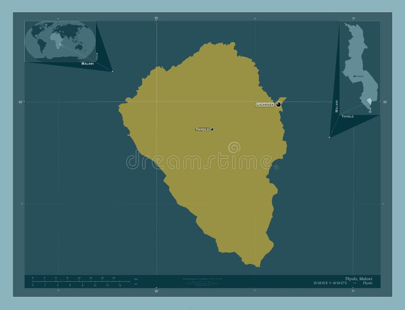 Thyolo, Malawi. Solid. Labelled Points of Cities Stock Illustration ...