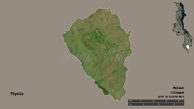 Thyolo, District of Malawi, Zoomed. Satellite Stock Illustration ...