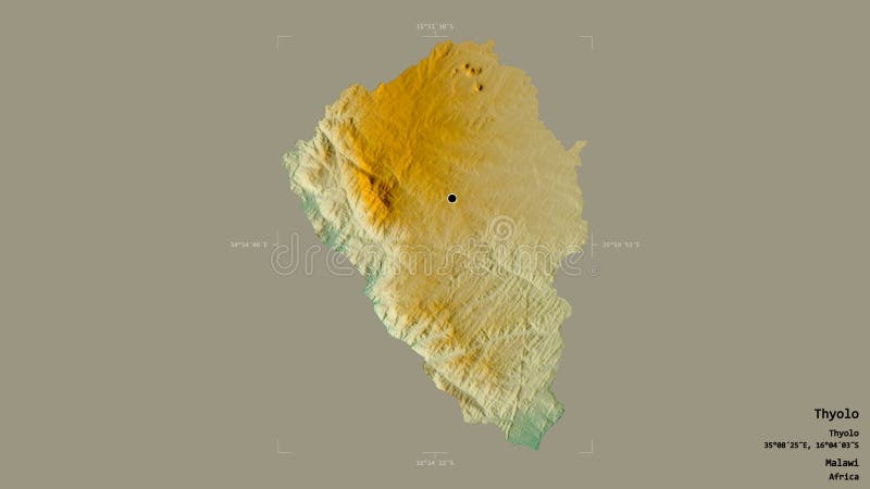 Thyolo, Malawi - Highlighted with Capital. Satellite Stock Illustration ...