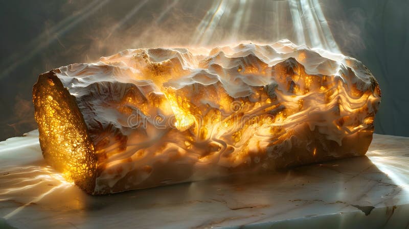 Thyroid Bread Sculpture with Glowing Beams of Light Stock Illustration ...