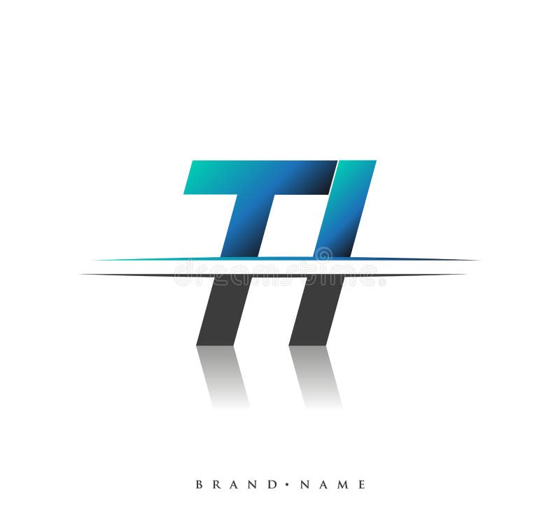 TI Initial Logo Company Name Colored Black and Blue, Simple and Modern ...