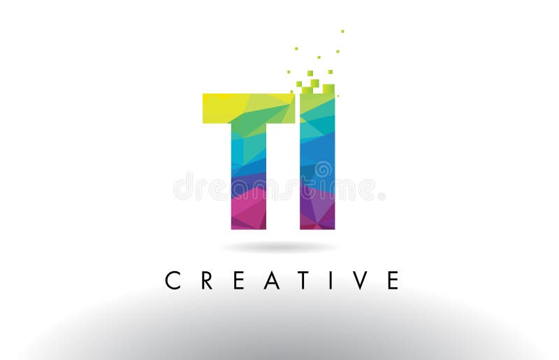 TI T I Colorful Letter Origami Triangles Design Vector. Stock Vector ...