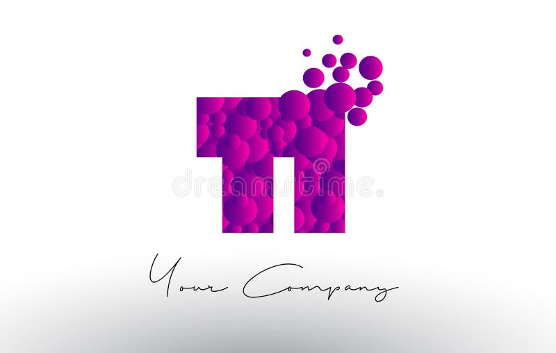 TI T I Dots Letter Logo with Purple Bubbles Texture. Stock Vector ...