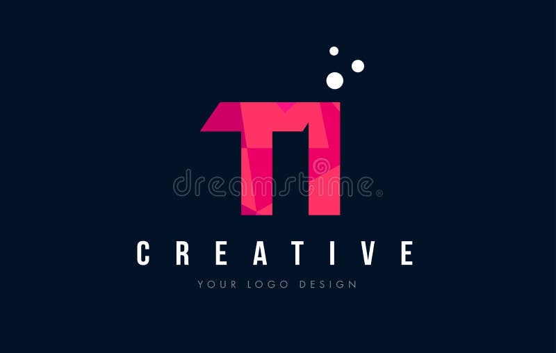 TI T I Letter Logo with Purple Low Poly Pink Triangles Concept Stock ...
