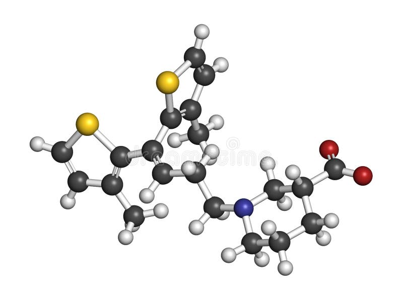 Tiagabine Epilepsy Drug Molecule. 3D Rendering Stock Illustration ...