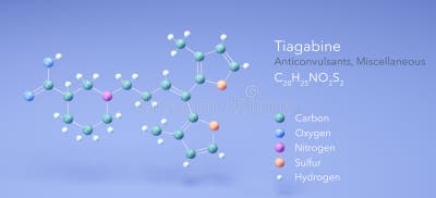 Tiagabine Molecule, Molecular Structures, Anticonvulsant, 3d Model ...