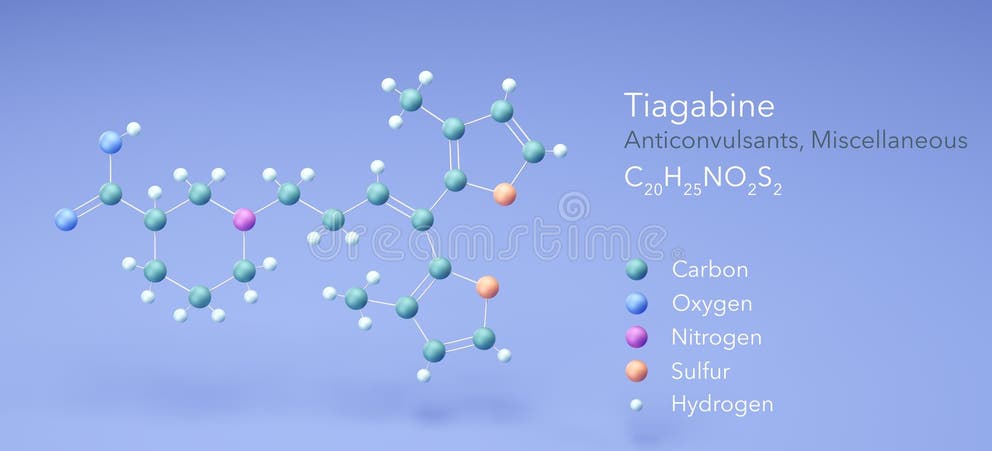 Tiagabine Molecule, Molecular Structures, Anticonvulsant, 3d Model ...