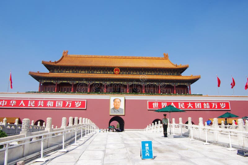 Tian an Men Gate in Beijing China Editorial Stock Photo - Image of city ...