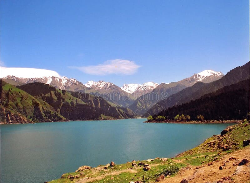 Tian Shan (Sky Mountian) stock image. Image of water, mountains - 524885
