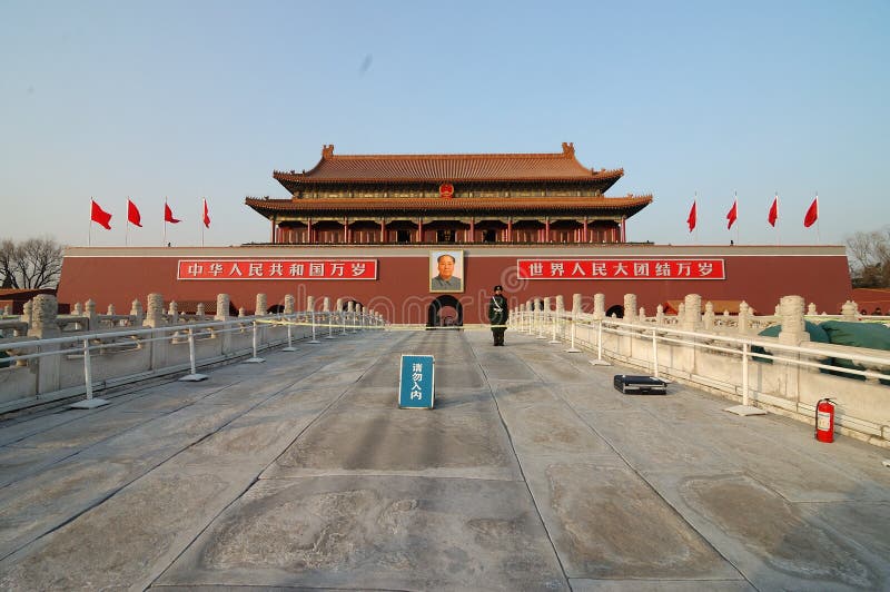 Tianan Gate of Forbidden City, Editorial Stock Photo - Image of flower ...