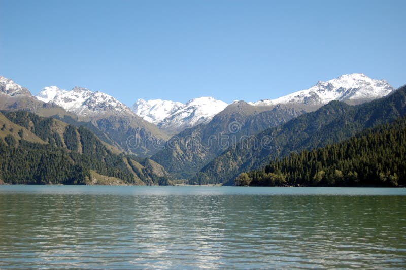 Tianshan and Tianchi stock image. Image of lake, moutains - 20693991