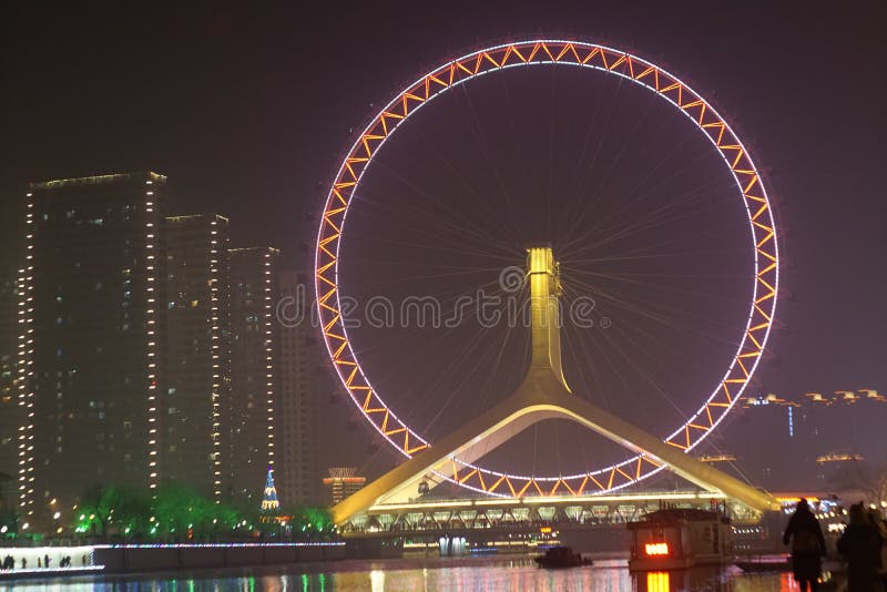 Tianjin eye editorial stock image. Image of china, night - 148333234