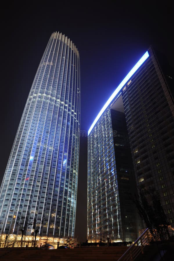 The Tianjin Tower at night editorial photography. Image of centre ...