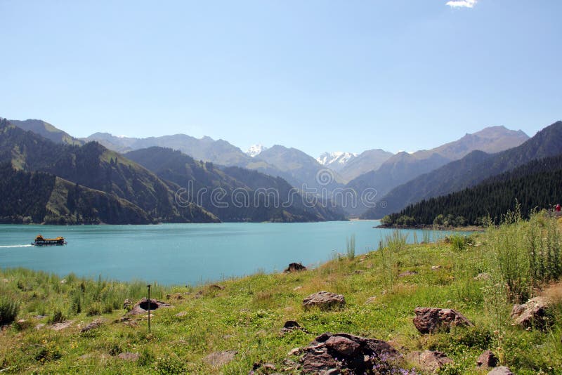 Tianshan Mountain Heaven Pool Stock Photo - Image of water, nature ...