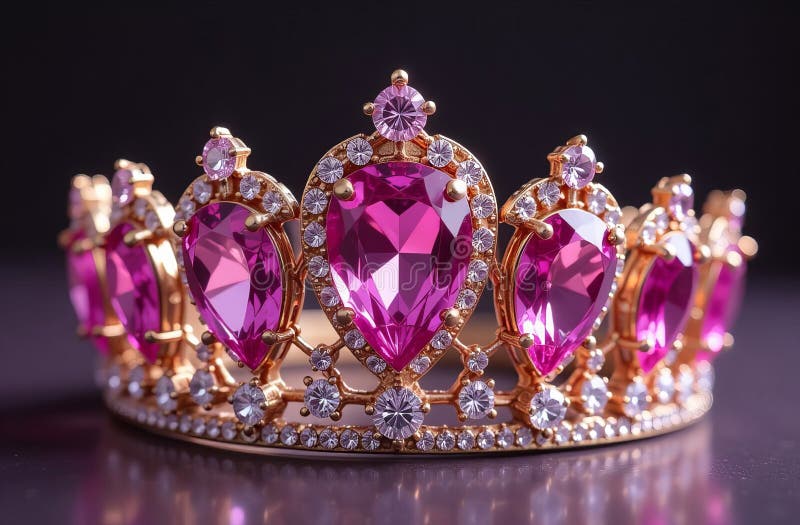 Tiara with Pink Stones on Black Stock Image - Image of crown ...
