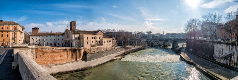 Tiber island in Rome stock photo. Image of landmark, tiberina - 86914326