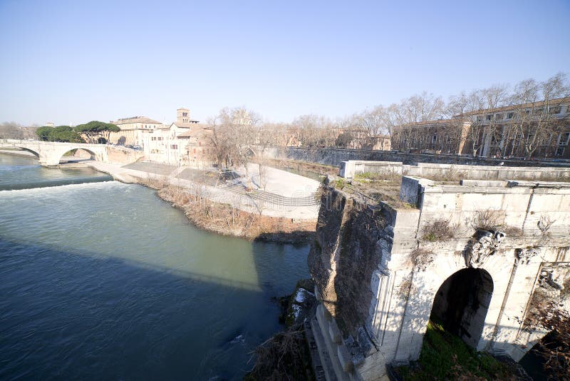 Tiber river. stock image. Image of bridge, stone, city - 23456733